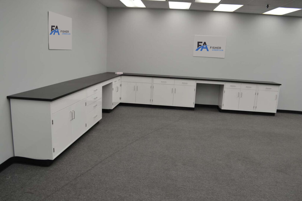 15′ x 17′ Fisher American L-Shaped Laboratory Cabinets - Fisher American