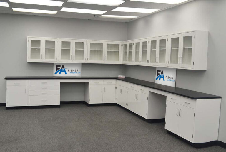 13’ x 15’ Fisher American L-Shaped Laboratory Cabinets w/ 11’ x 13 ...