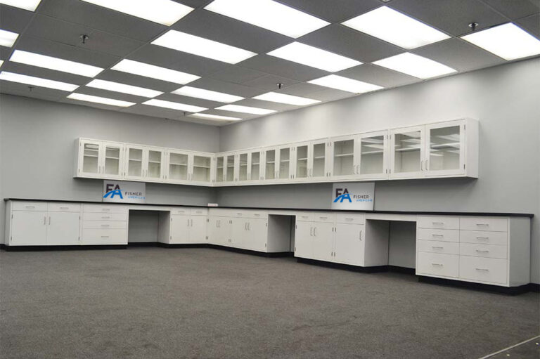 15’ x 24’ Fisher American L-Shaped Laboratory Cabinets w/ 11’ x 21 ...
